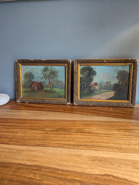 TRÈS BELLE PAIRE de tableaux paysage de campagne signé EUR 120,00 ...