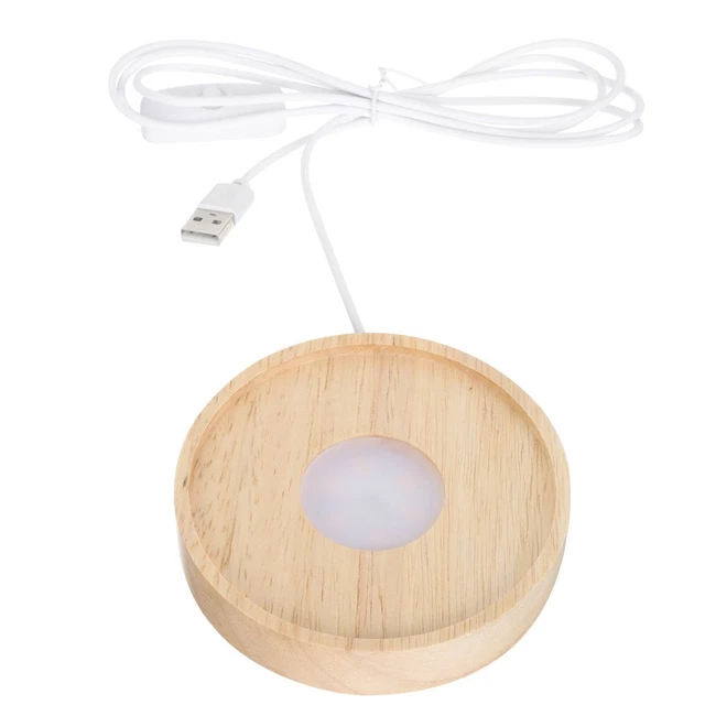 LED GLOWING LIGHT Base Wooden Luminous Pedestal Creative Crystal Ball ...