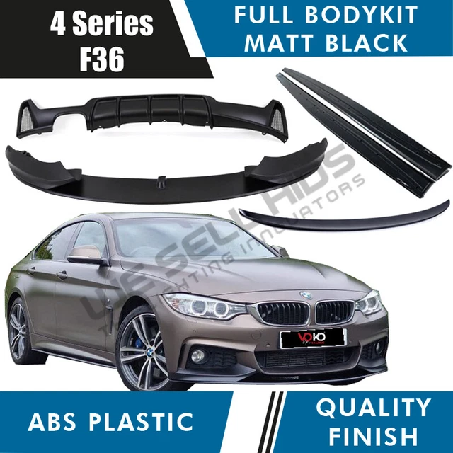 MATT BLACK BODY KIT for BMW 4 SERIES F36 SPLITTER DIFFUSER SIDE SKIRTS ...