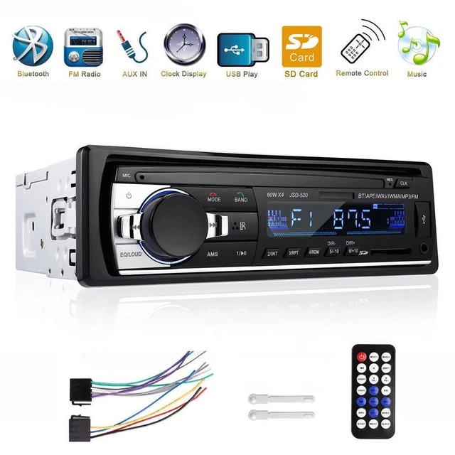 CAR RADIO STEREO 1Din Bluetooth FM Audio Head MP3/USB/SD/AUX In-Dash ...