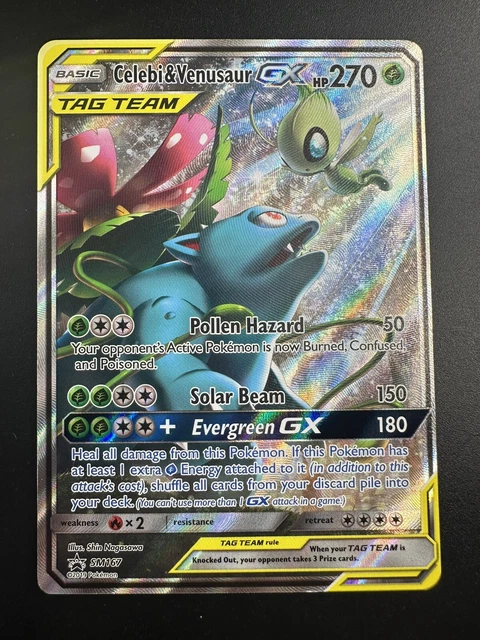 CELEBI & VENUSAUR GX Tag Team SM167 Black Star Promo Carta Pokemon Rara ...
