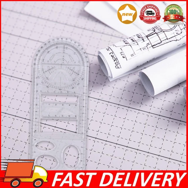 MULTIFUNCTIONAL DRAWING RULER Measuring Tool Rotating Draft Rulers for ...
