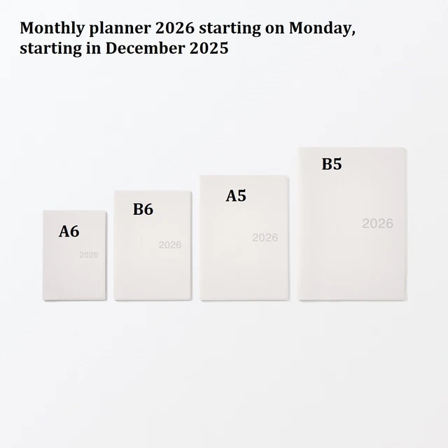 NEW MUJI MONTHLY planner 2026 starting on Monday Starting in December ...