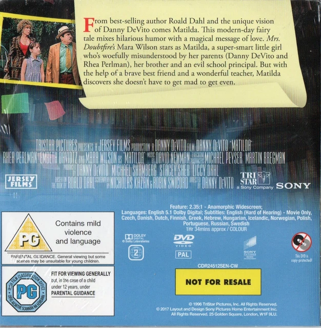 MATILDA - DANNY De Vito*Rhea Perlman*Pam Ferris : 2012 DVD £1.99 ...