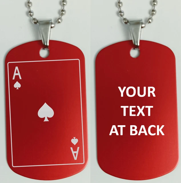 HOUSE OF PLAYING Cards Symbol Military Army Dog Tag Ace Club Pendant ...