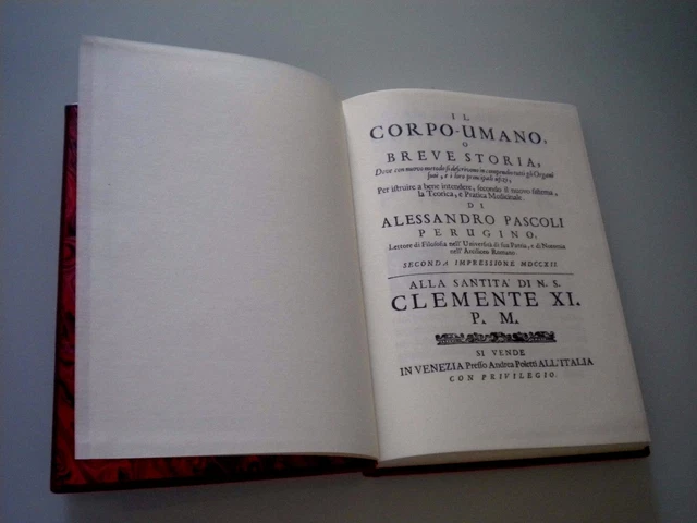 ALESSANDRO PASCOLI - Il Corpo Umano - Facsimile Ancient Libri D'altri ...