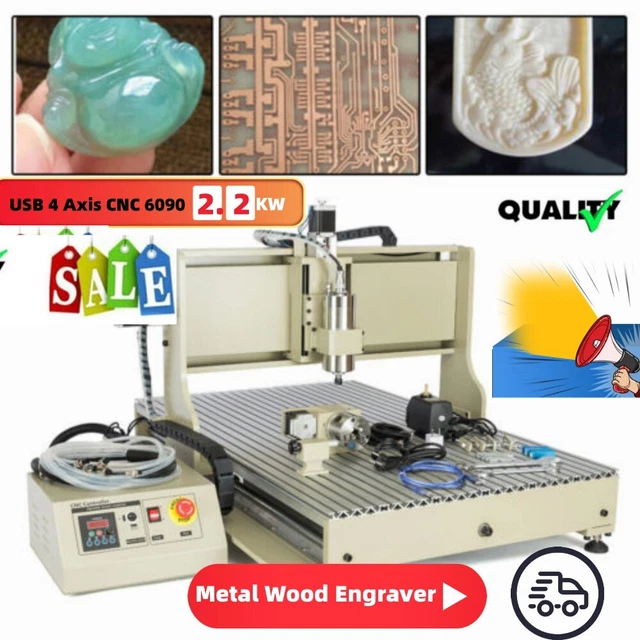USB 4-AXIS CNC 6090 Router Engraver VFD 3D Drill Engraving Milling ...