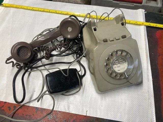 VINTAGE GPO ROTARY Dial Telephone (leads box etc) - Grey / PROP ...
