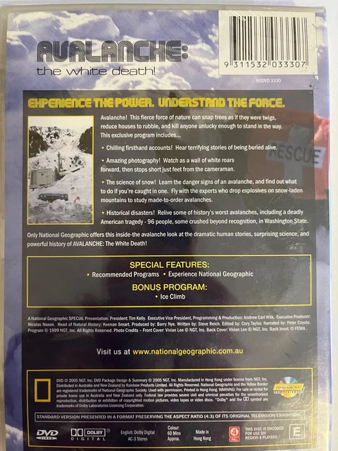 AVALANCHE: THE WHITE Death DVD National Geographic Documentary BRAND ...