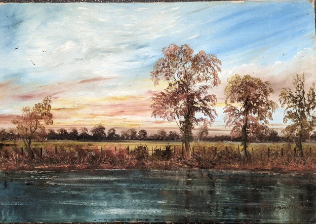 VINTAGE LARGE ORIGINAL oil painting on canvas signed by Raymond Price ...