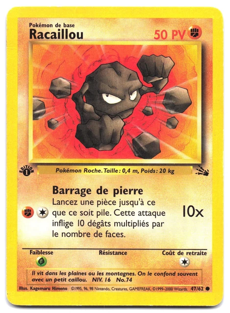 CARTE POKÉMON RACAILLOU 47/62 EDITION 1 ED1 Fossile VF FR EUR 2,49 ...