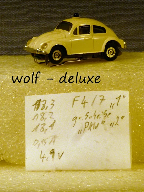 FALLER AMS POLIZEI VW Käfer Weiss Flachanker F4 / 7 Halbwelle machba ...