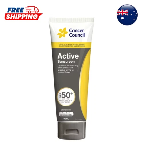 * CANCER COUNCIL Active Sunscreen SPF 50+ 110mL 4 Hours Water Resistant ...
