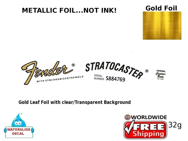 FENDER STRATOCASTER GUITAR Decal Foil Waterslide logo headstock 32g £9. ...