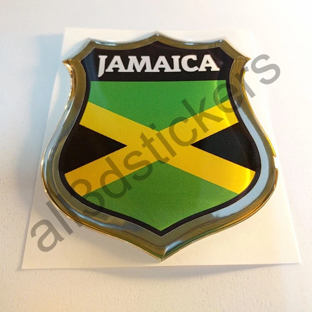 JAMAICA 3D SHIELD Emblem Vinyl Adhesive Resin Relief Motorcycle Car ...