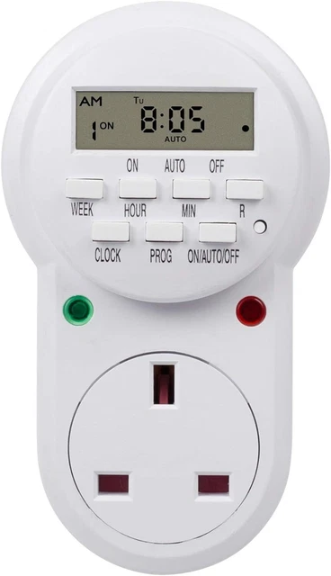 HBN WEEKLY PROGRAMMABLE Electronic Digital Mains Plug-in Timer Socket ...