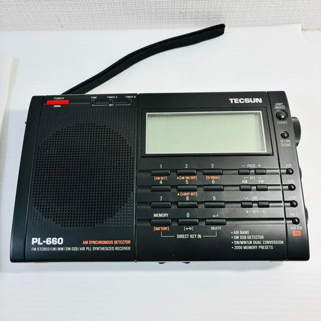 TECSUN PL-660 PORTABLE Shortwave Radio SSB FM MW AIR w/ AC Adapter 100 ...