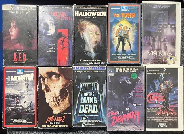 HORROR VHS 10 Tape Lot Evil Dead 2, Halloween, Demon, Hear No Evil, Red ...