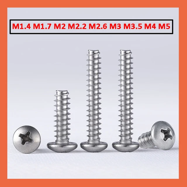 SELF TAPPING SCREWS Round Pan Head Tappers A2 Stainless Steel M1.4 M1.7 ...