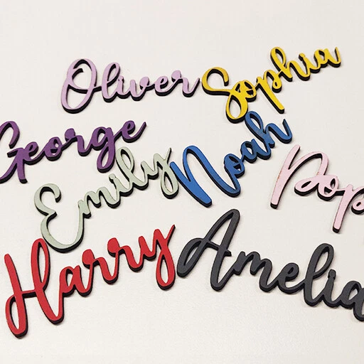 PERSONALISED WOODEN SCRIPT name plaque sign,crafts Mdf letters painted ...