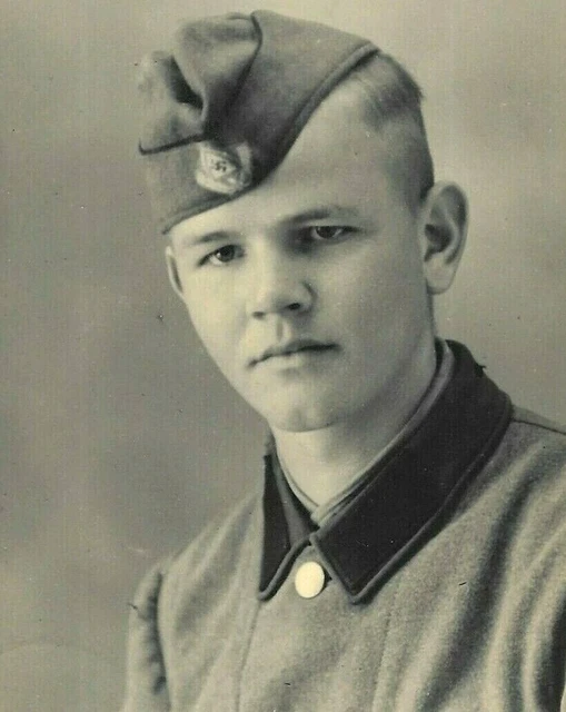 WW2 PHOTO POSTCARD German Soldier RAD Labour Service Corps Cap Military ...