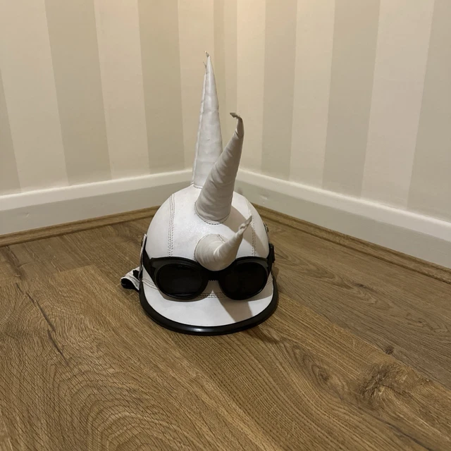 MOHAWK HORNED NOVELTY Helmet Hat Punk Skateboard Scooter Festival White ...