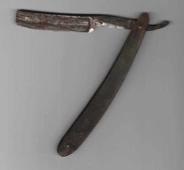 RAZOR, RASIERMESSR SHEFFIELD, Flugrost, flacher Griff Holz, scharf alt ...