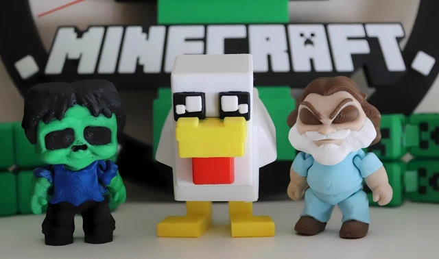 MINECRAFT MOVIE COLLECTIBLE Figures x3 Steve, Zombie, Chicken £11.12 ...