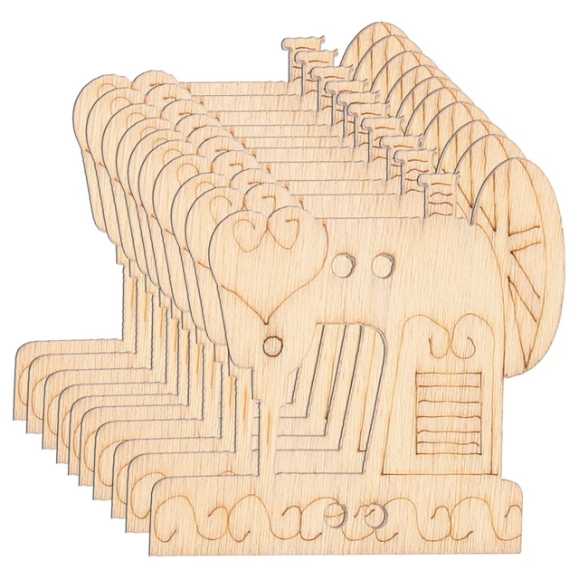 10PCS SEWING MACHINE Shape Craft Unfinished Wood Slices Wooden Chips ...