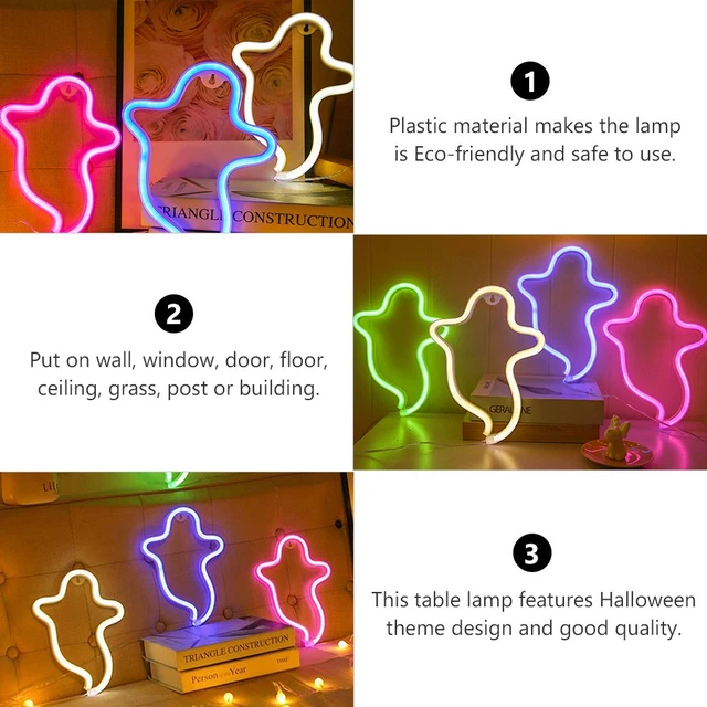 HALLOWEEN NIGHT LIGHT Desktop LED Ghost Shaped Neon Light without ...