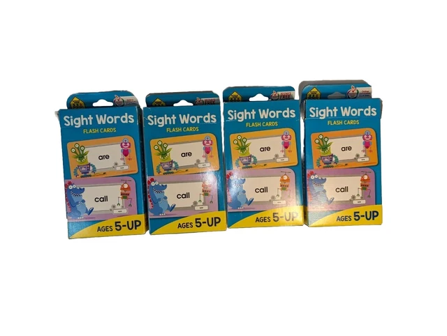 SCHOOL ZONE SIGHT Words Flash Cards Kindergarten to 1st Grade Lot Of 4 ...