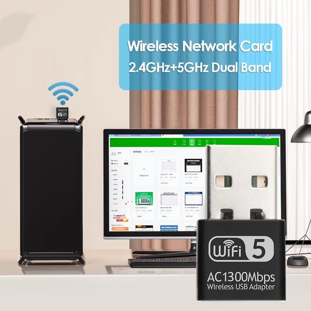 WD-4609AC 1300MBPS USB WiFi Adapters 2.4G 5G Wireless Network Card for Windows $20.01 - PicClick AU