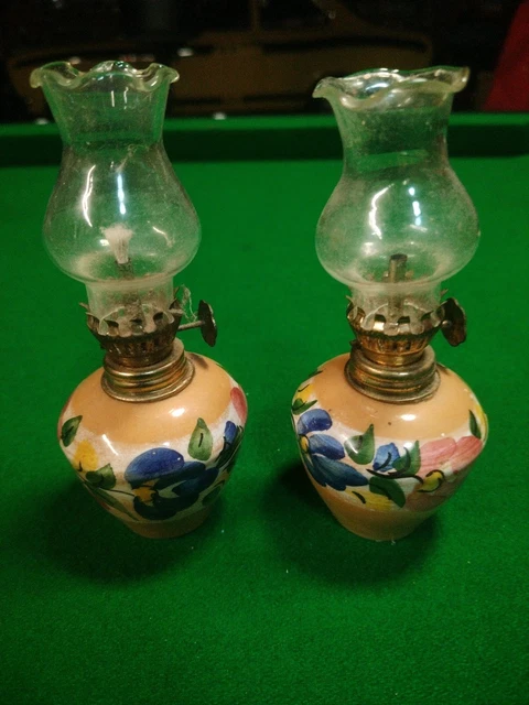 VINTAGE PAIR OF Mini Oil Lamps With Glass Top Decorative Oil Small ...