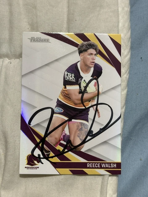SIGNED REECE WALSH Brisbane Broncos 2024 NRL Traders Parallel Card EUR ...