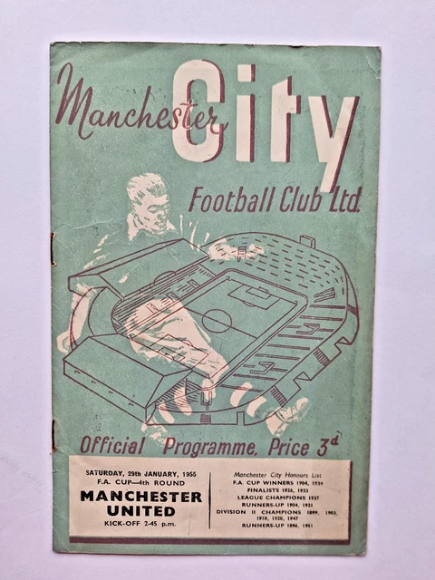 MANCHESTER CITY V Manchester United Season 1954-55 Football Programme £ ...