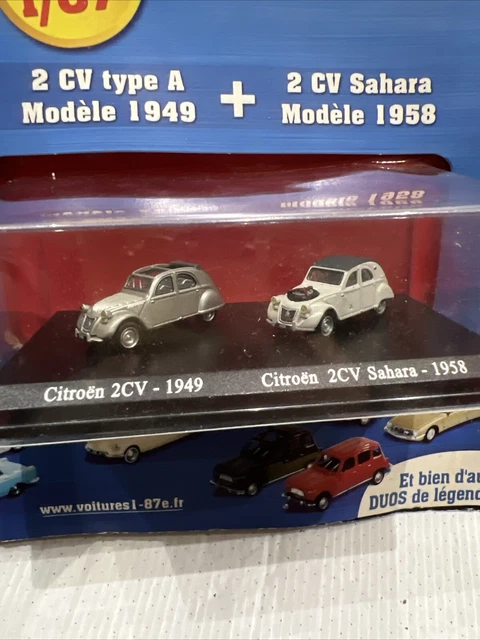 ALTAYA ATLAS COFFRET DUO CITROEN 2CV 1949 GRISE SAHARA 4X4 1958 HO 1/87 ...