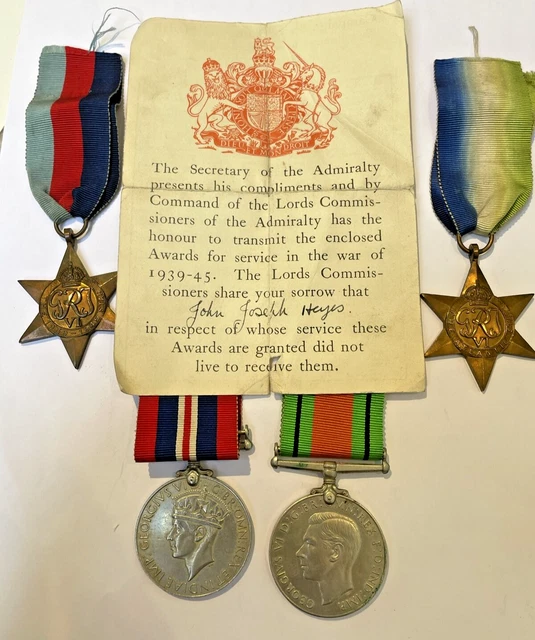 WW2 CASUALTY MEDAL Group - Royal Navy - Killed in Action -Hayes - HMS ...
