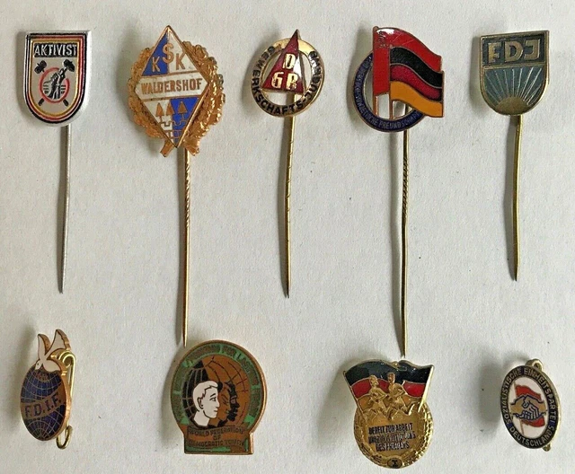 9X ABZEICHEN NADEL Anstecknadel Pin SKK Waldershof DDR SED DGB FDJ FDIF ...