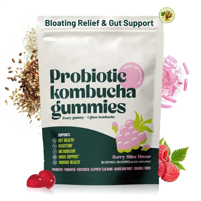 PROBIOTIC KOMBUCHA GUMMY - Prebiotics, Probiotics, Postbiotics, Fiber ...