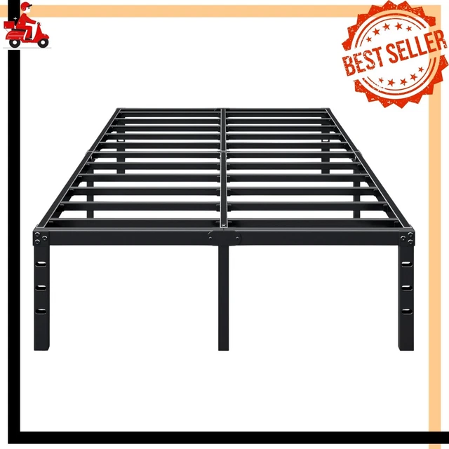 18IN QUEEN METAL Bed Frame Platform Heavy Duty No Box Spring Black £48. ...