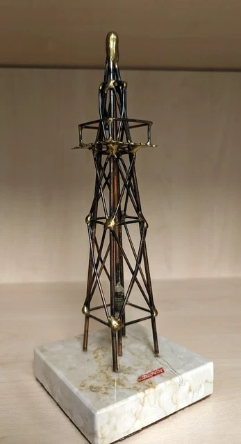 8& BRASS OIL Well Derrick Replica Sculpture on Marble Base $75.00 ...