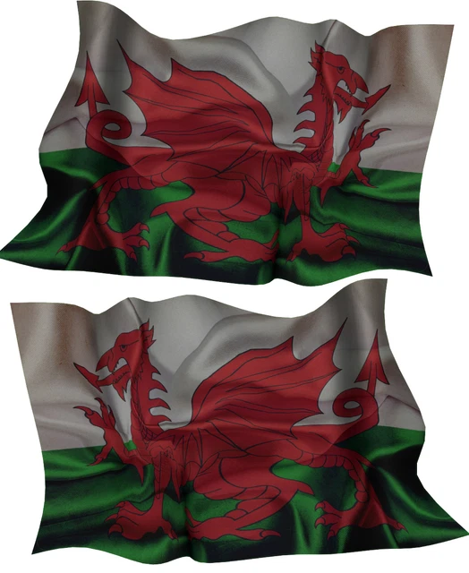 WELSH FLAG DECAL left and right facing Cymraeg SIZE 50 MM BY 31 MM ...