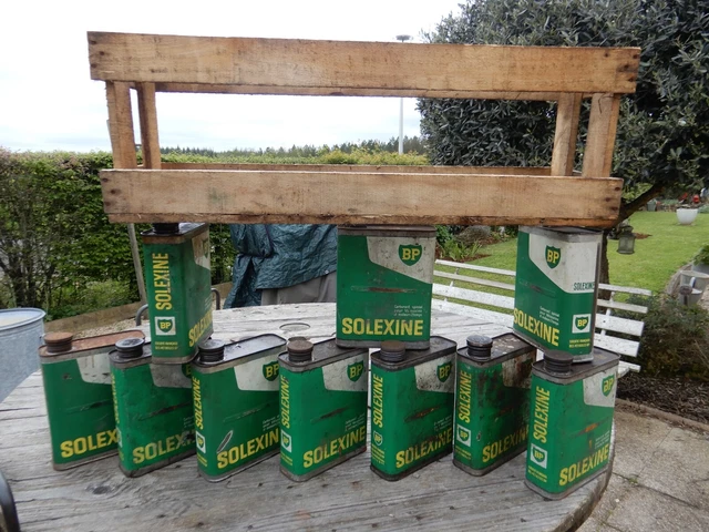 CAISSE DE BIDON en bois solexine , bp , solex , old oil can , EUR 195 ...