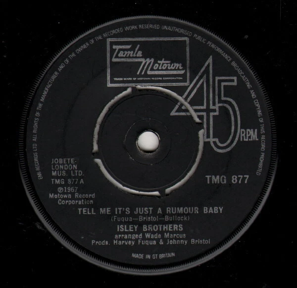 THE ISLEY BROTHERS - Tell Me It's Just A Rumour Baby (7", Single) £37. ...