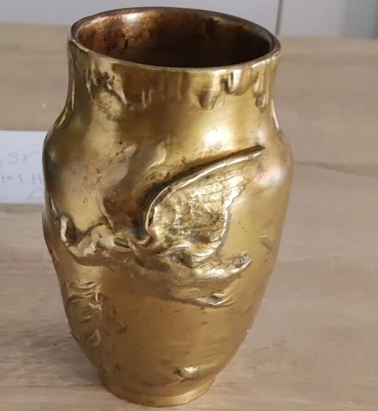 VASE ART NOUVEAU en bronze doré Signé Alexandre VIBERT vers 1847-1909 ...