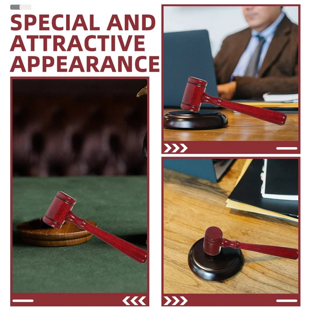 2 PCS WOODEN Judge Gavel Auction Hammer Courtroom Lawyer Hammer Prop ...