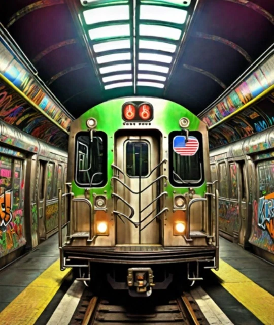 MTA NEW YORK City Subway Train Railroad Map + Free Graffiti Art Print £ ...