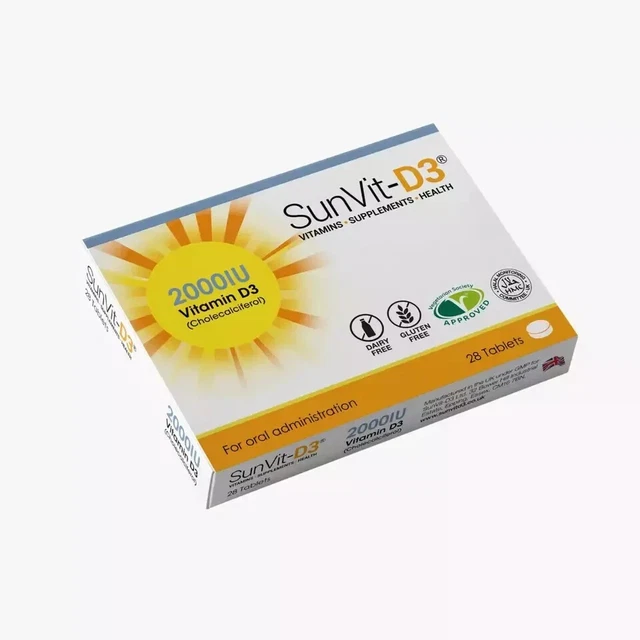 SUNVIT-D3 (3XPACKS) 2,000IU Vitamin-D3 3x28 Tablets (N.B. EXP May 24) £ ...