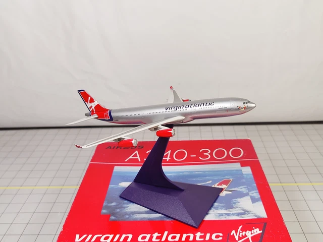 VIRGIN ATLANTIC AIRBUS A340-300 Aircraft Model 1:400 Scale Dragon Wings ...