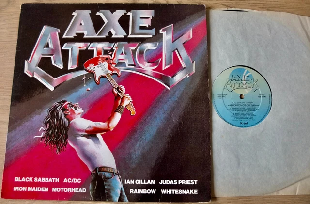 V/ARTISTS AXE ATTACK Lp K-Tel 1980 Ex- Rock Metal Ac/Dc Sabbath Maiden ...